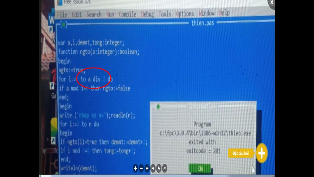 bạn nào sửa được lỗi exit code 201 k ạ mình bí quá mà mai thi r câu hỏi ...