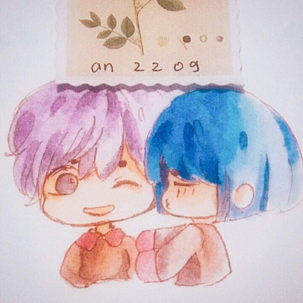 Vẽ hai chibi/anime ôm nhau (full màu+line) NL: Hum nay được crush tỏ ...