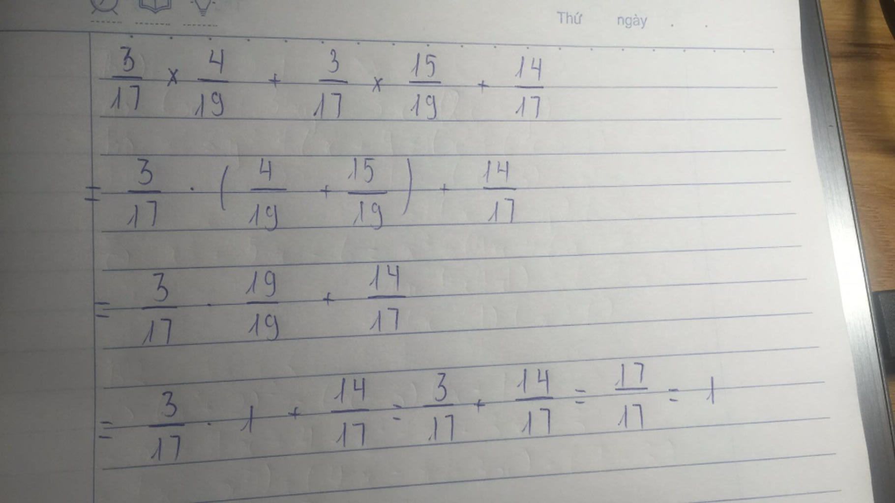 3/17 x 4 phần 19 + 3 phần 17 x 15 phần 19 + 14 phần 17 câu hỏi 2106042 ...