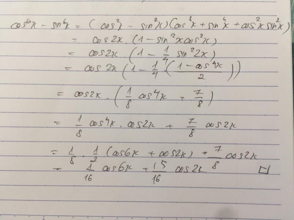 Tìm hiểu về công thức sin 6x + cos 6x trong toán học