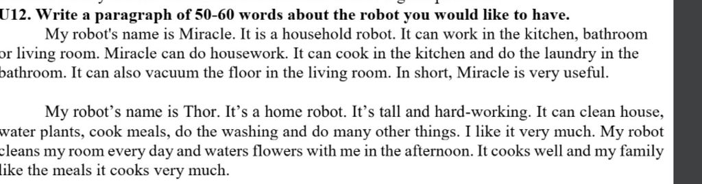 Now write a paragraph of 50-60 words about the robots you would like to ...