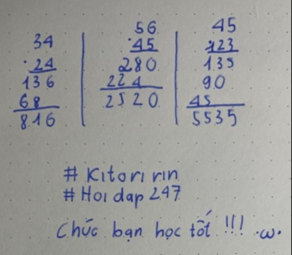 34 x 24 56 x 45 45 x 123 đặt tính nha mọt người câu hỏi 4967875 ...