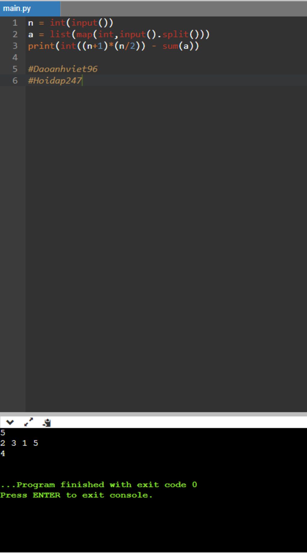 python đi hiều đề nhưng không biết cách làm Bạn nhận được tất cả các số ...