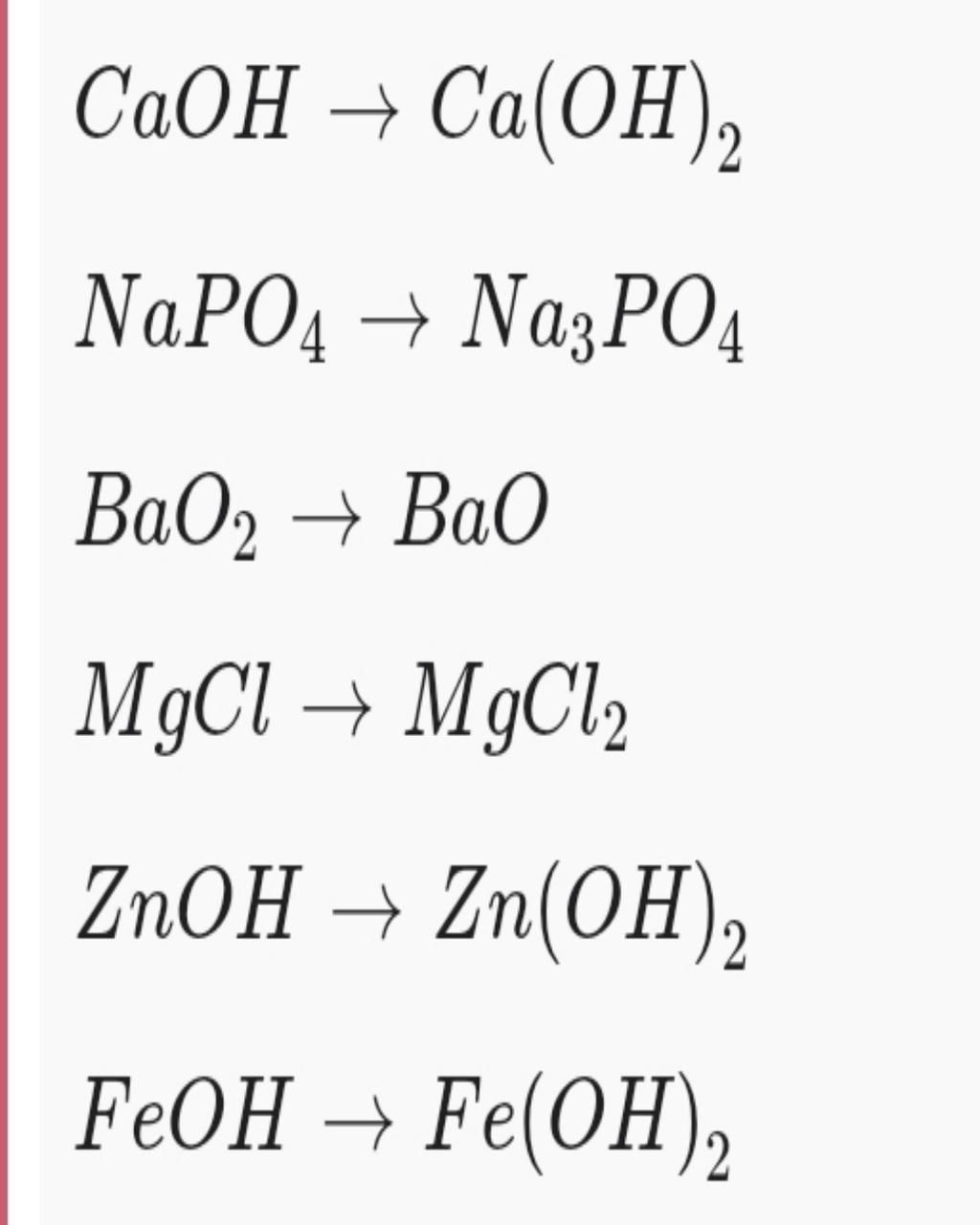 Cho biết CTHH nào đúng, CTHH nào sai? Hãy sửa lại công thức sai cho ...