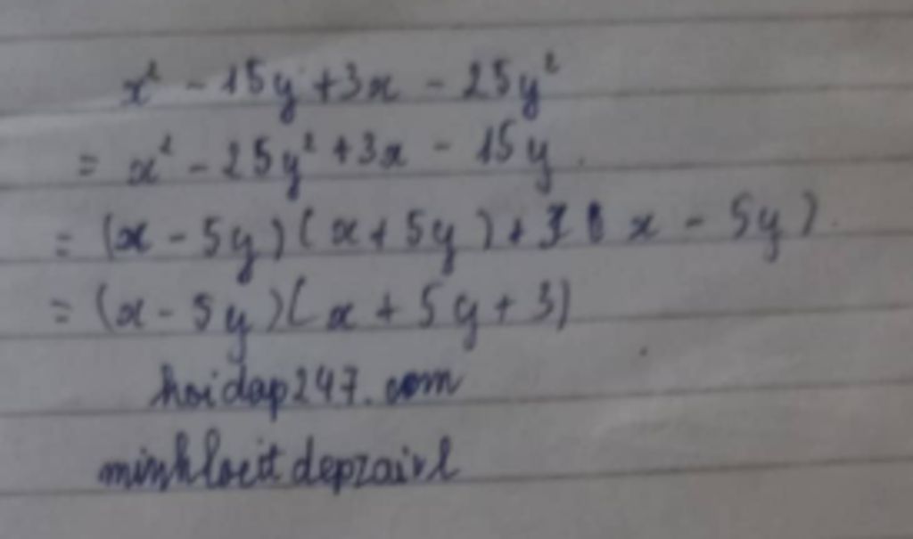 x^2-15y+3x-25y^2 phân tích đa thức thành nhân tử câu hỏi 5177161 - hoidap247.com