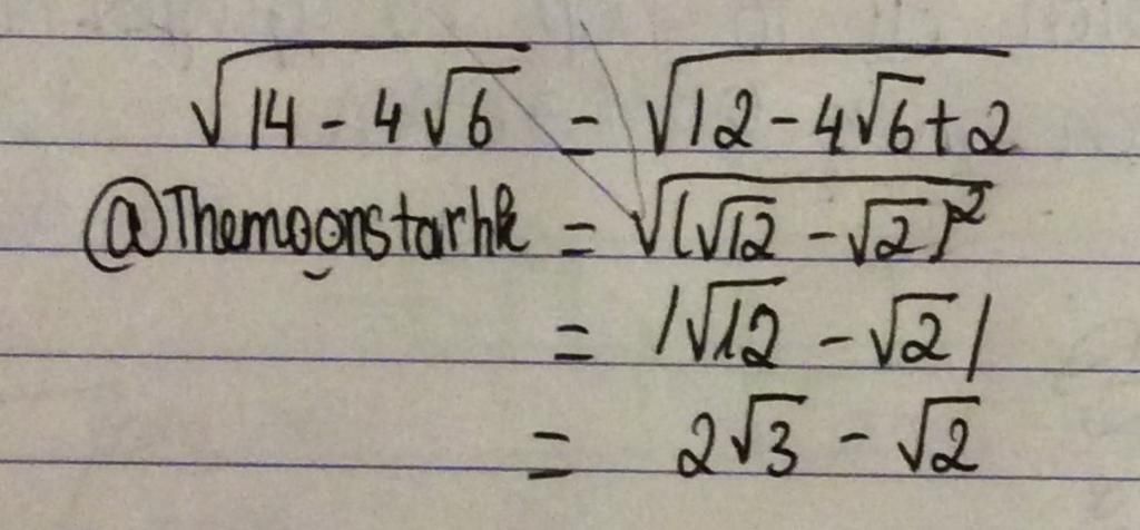 rứt gọn $\sqrt[]{14-4\sqrt[]{6}}$ câu hỏi 5278518 - hoidap247.com