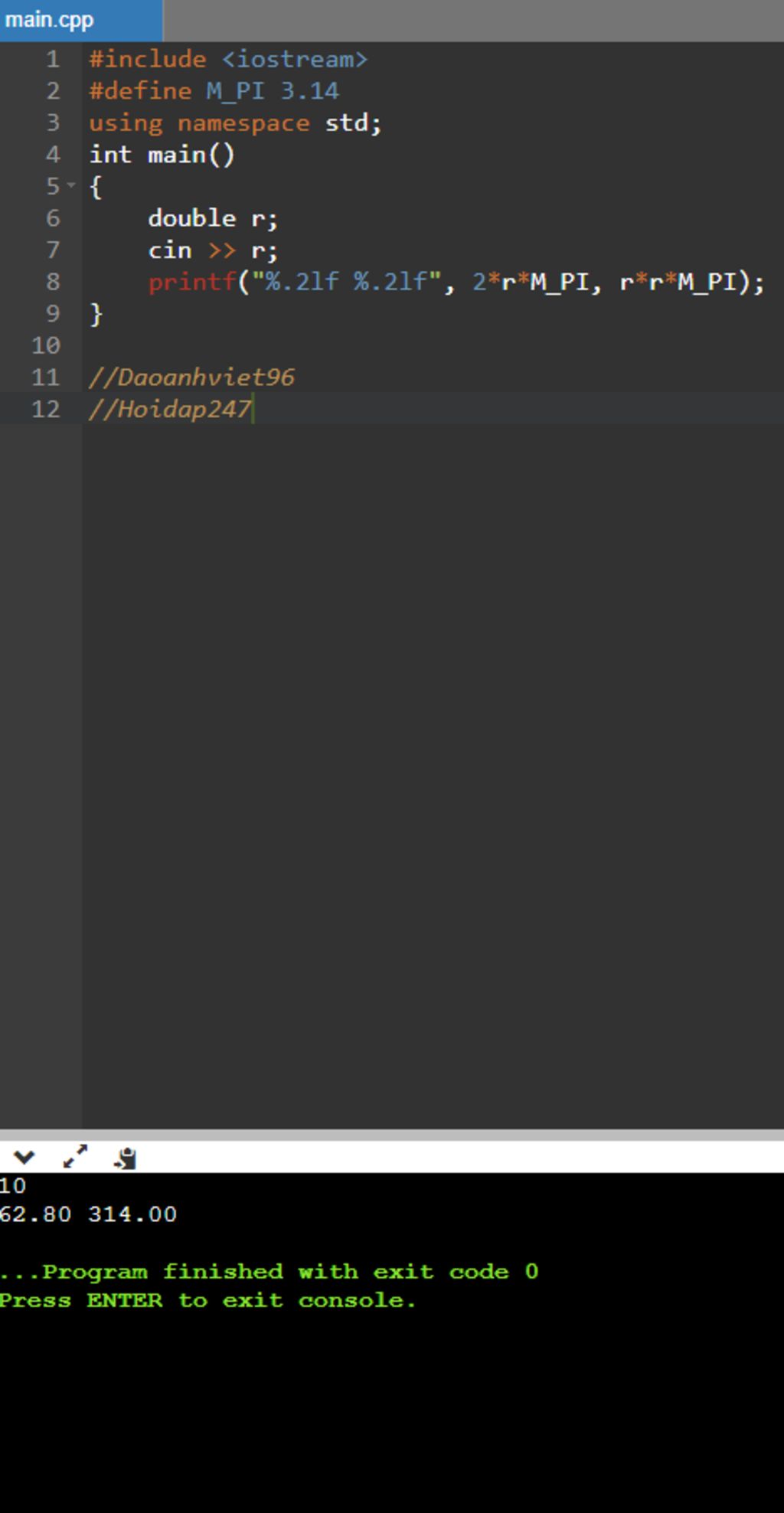 Bài 4. Tính tổng, hiệu, tích, thương Nhập vào 2 số nguyên, in ra tổng ...