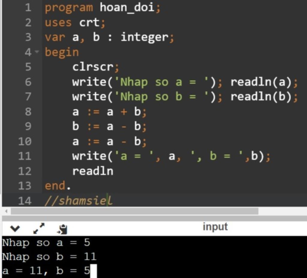 Chỉ sử dụng 2 phép cộng, trừ (không dùng biến trung gian), hãy hoán doi ...