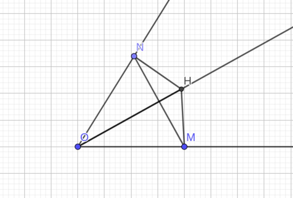 4B. Cho góc xOy khác góc bẹt, Om là tia phân giác của xOy; Lấy điểm H ...