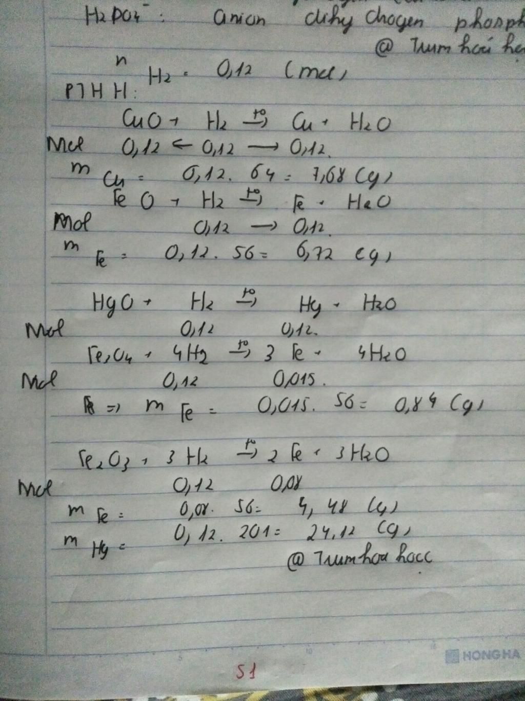 Bài 3: Dùng 2,688 lít khí hiđro ở đktc có thể khử được bao nhiêu gam mỗi oxit kim loại sau: CuO ...