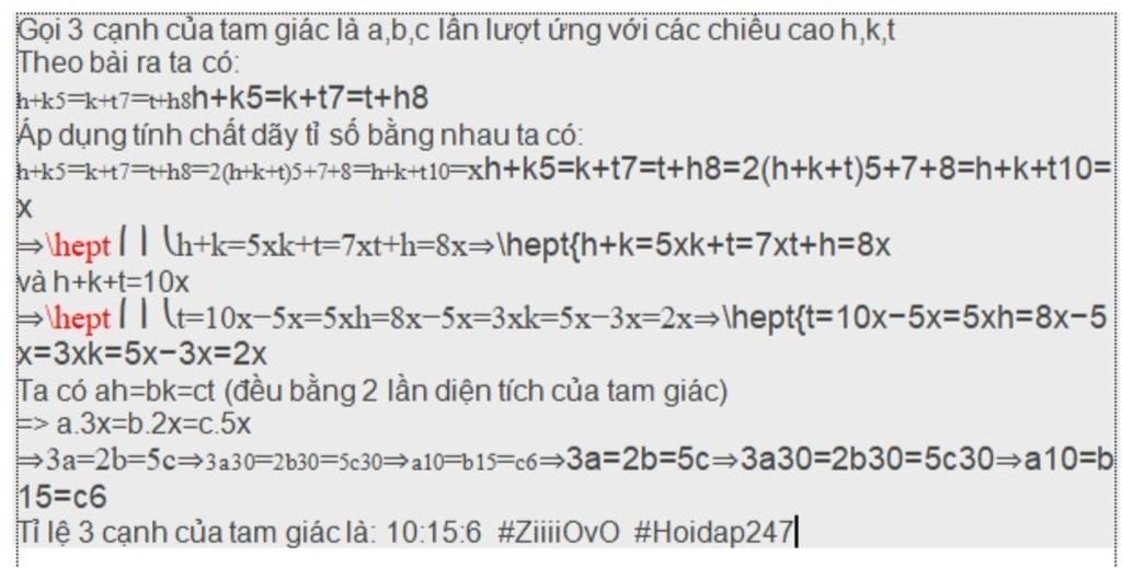 Tìm tỉ lệ 3 cạnh của một tam giác, biết rằng cộng lần lượt độ dài hai ...