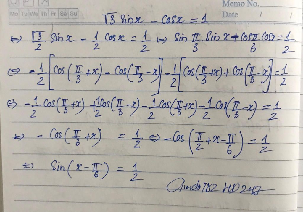 Pt sqrt 3 sinx cosx 1 T ng ng V i Pt N o Sau y Cho i m