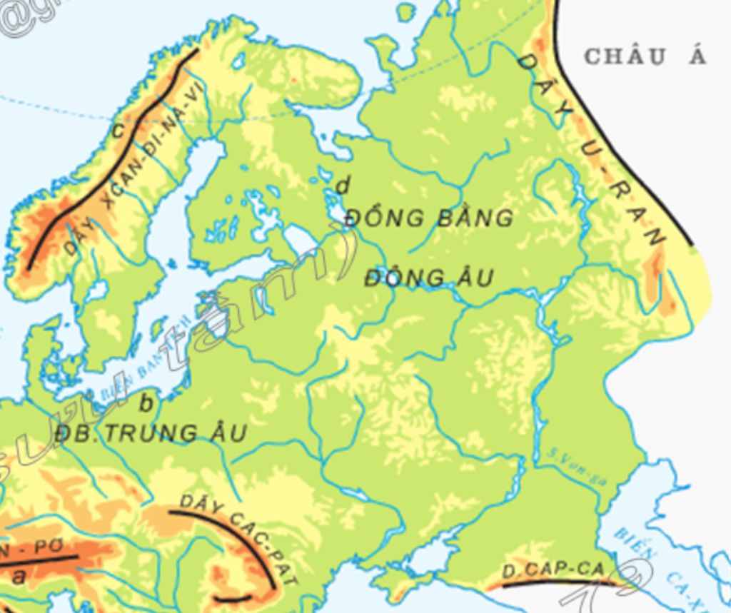 ( Này môn địa lí nhé ) Ranh giới giữa Châu Âu và Châu Á là dãy A. Hi-ma ...