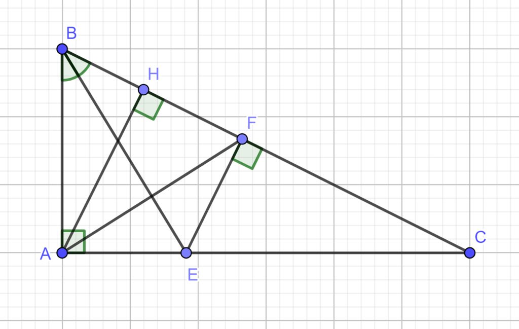 cho tam giác abc vuông tại A. Tia phân giác của góc B cắt AC tại E ...
