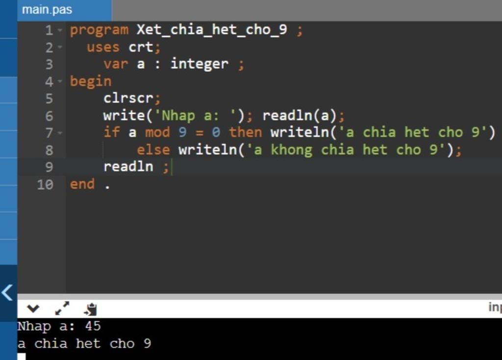 Sử dụng ngôn ngữ lập trình Pascal hãy viết lệnh để in ra màn hình xét ...