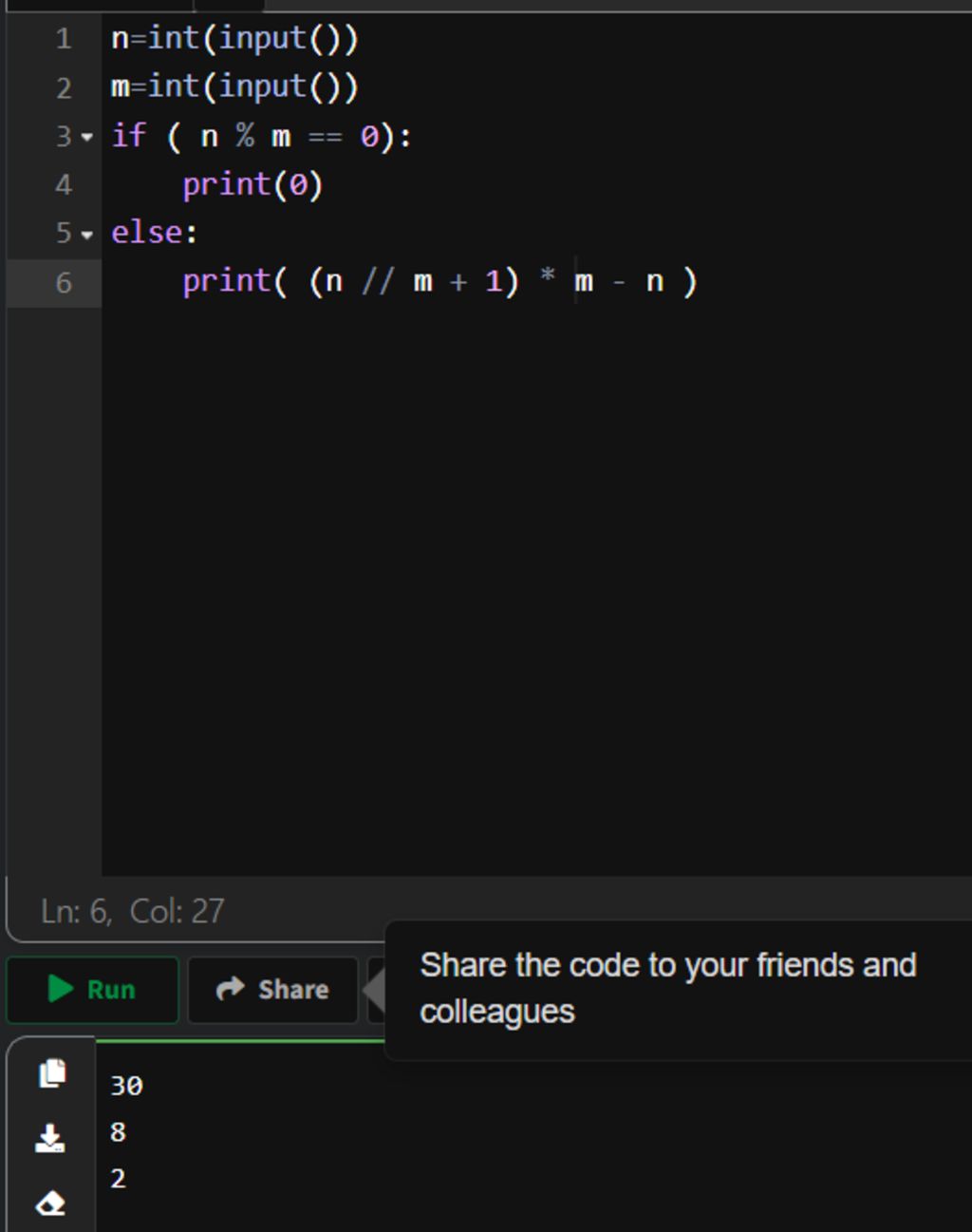 trên python nha Trong giỏ của bà có N trái táo, bà muốn chia cho M ...