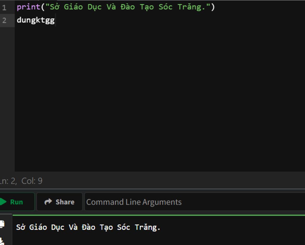 Trong ngôn ngữ lập trình Python, viết các lệnh in ra màn hình thông tin ...