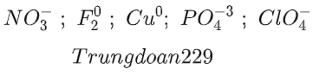 Xác định số oxi hoá: NO3, F2, Cu, PO4, HClO4. câu hỏi 5535655 ...