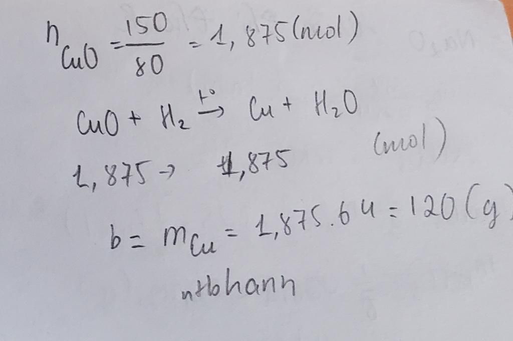 1. Người ta dùng khí H để khử đồng II oxit a. Nếu khử a gam đồng II oxit thì thu được bao nhiêu ...