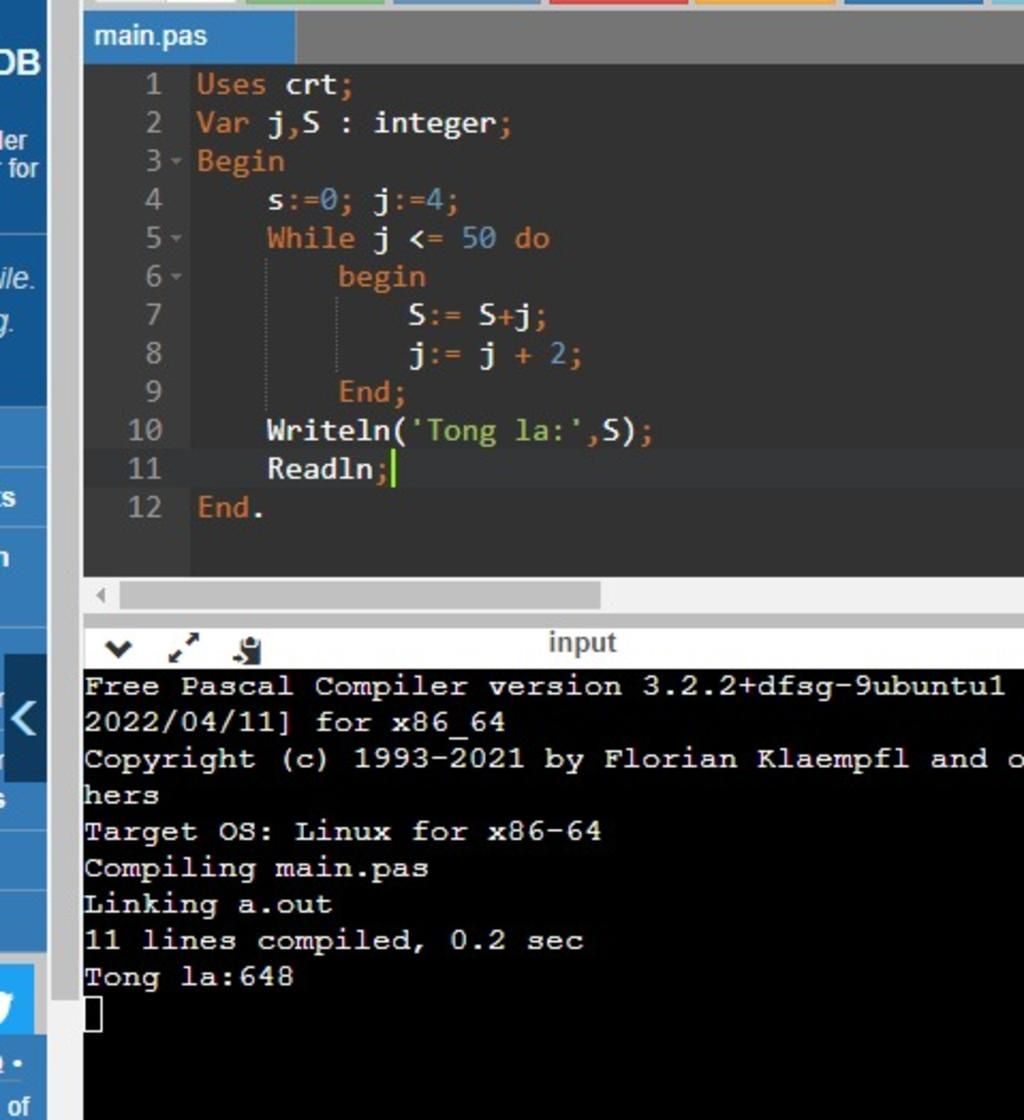 bo sung dieu kien con thieu vao cho trong trong doan lenh sau day de hoan thanh chuong trinh ...
