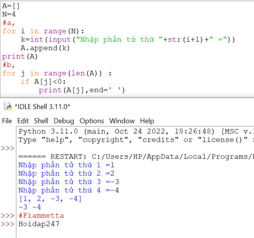 Cho mảng A gồm N phần tử thuộc kiểu nguyên (N50)? Viết chương trình con ...