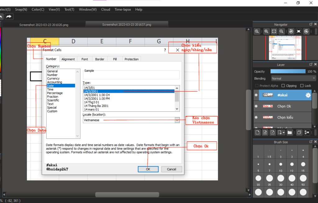 Trình bày các bước định dạng dữ liệu kiểu ngày tháng trong bảng tính ...