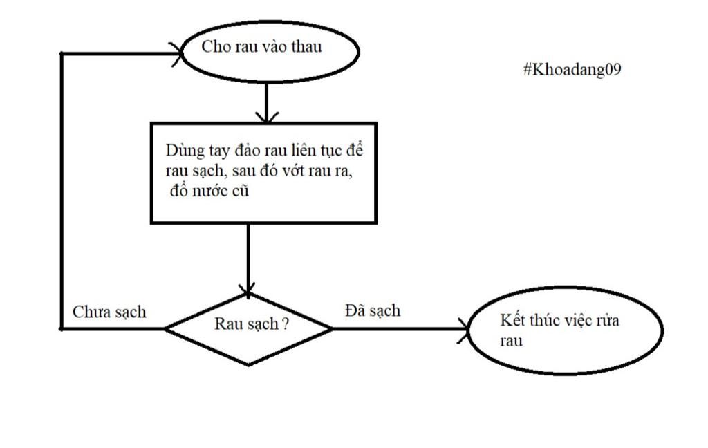 Câu 4: a) Mô tả thuật toán của bài toán “Rửa rau” bằng 2 hình thức ...