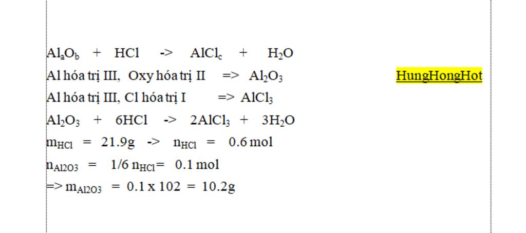 Cho sơ đồ: $Al_{a}$$O_{b}$ + HCl -----> Al$Cl_{c}$ + $H_{2}$O a) Xác định a,b,c rồi hoàn thành ...
