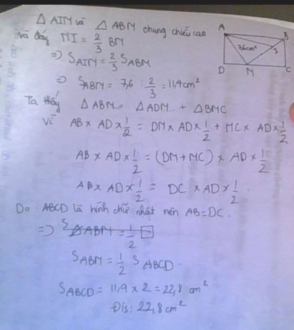 cho HCN ABCD trên DC lấy điểm M bất kì , trên BM lấy I để BI =1/3 BM ...