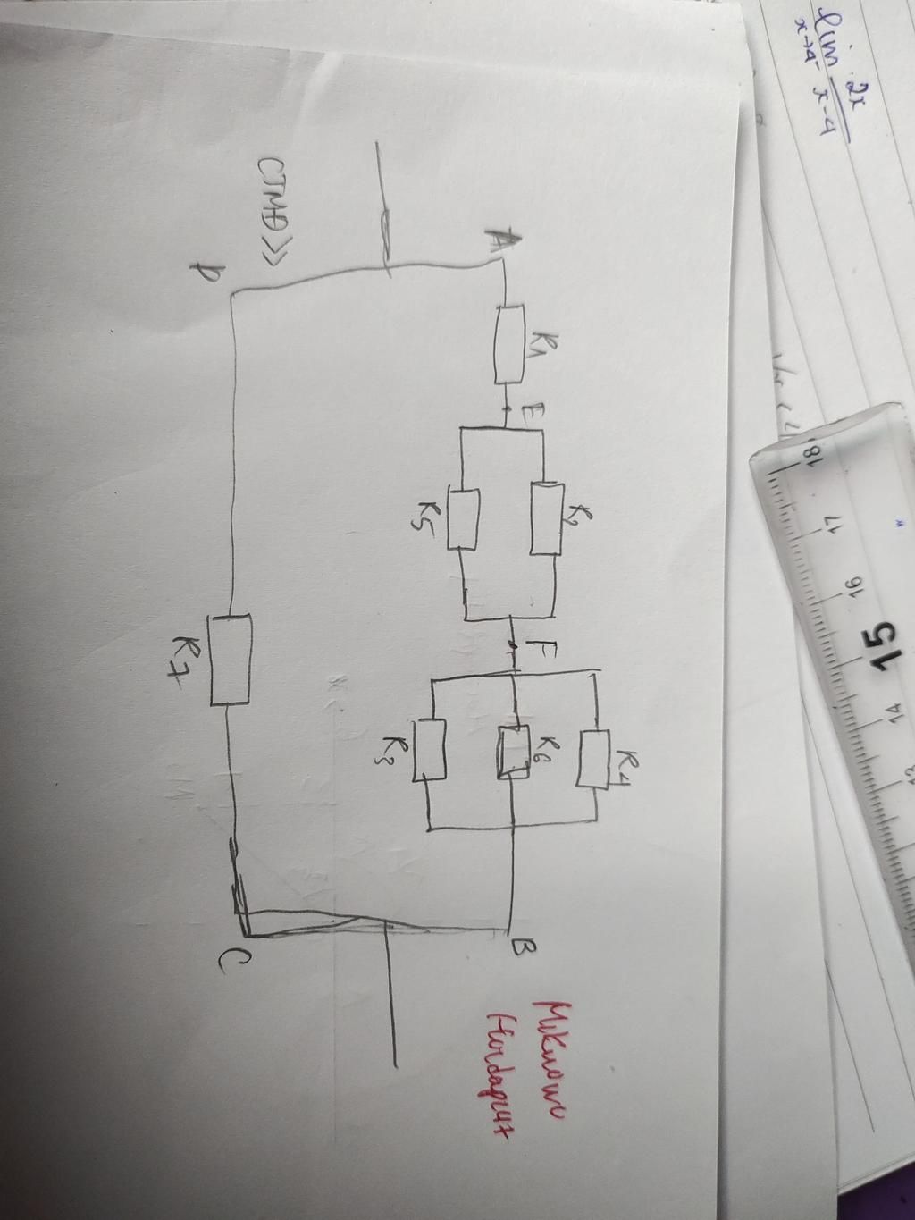 cho sơ đồ [R1 nt(R2//R5)nt(R4//R6//R3)]//R7 các điện trở bằng nhau đều ...