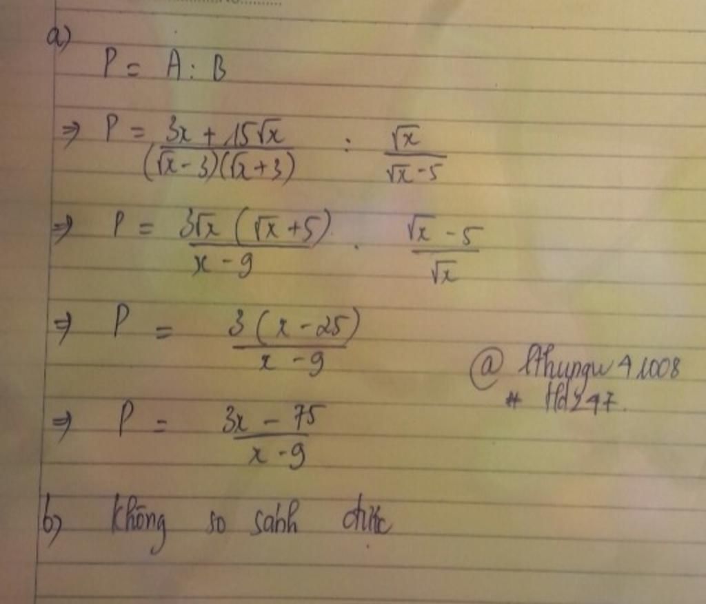 A=$\frac{3x+15\sqrt{x}}{(\sqrt{x}-3)(\sqrt{x}+3)}$ B=$\frac{\sqrt{x ...