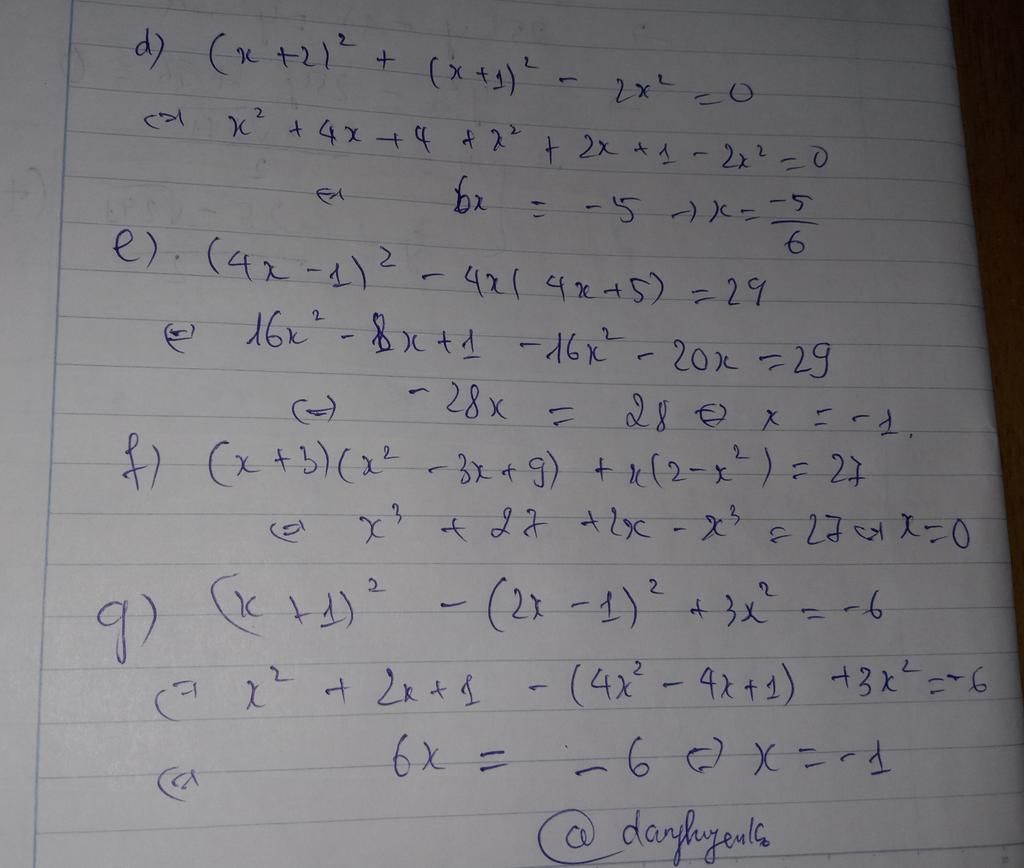 c)4x² - 28x +49 khi x=4 3 d)x³-9x² +27x - 27 khi x = 5 e) ( x+3) ( xẻ ...