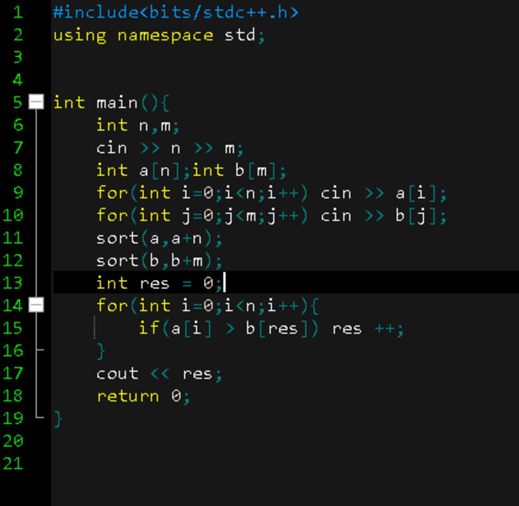 c++ Trong lớp học có n bạn nam và m bạn nữ. Các bạn nam có chiều cao là ...