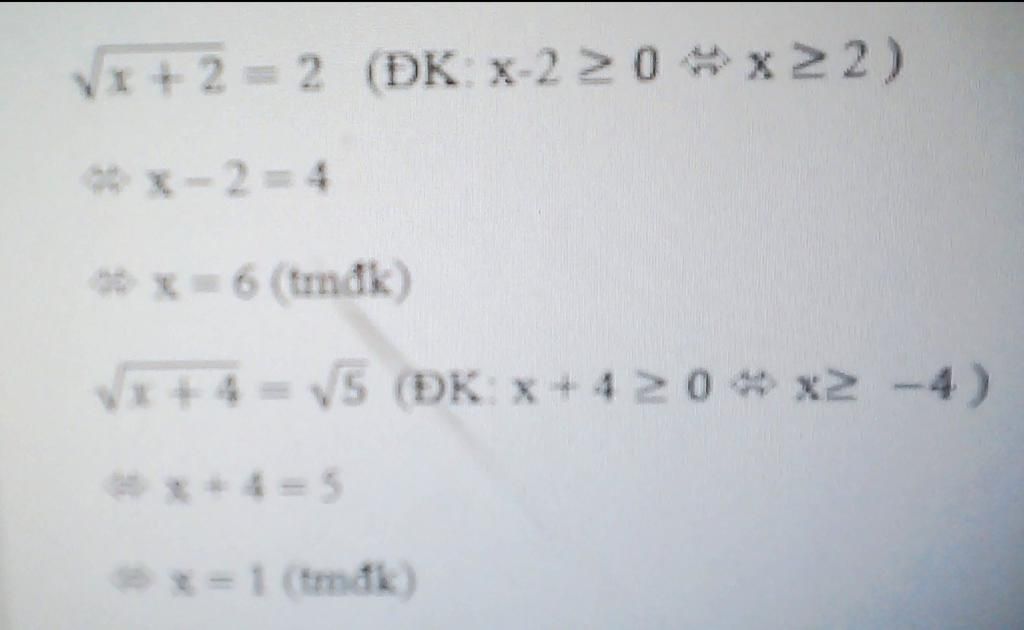 Tìm `x:` `\sqrt{x - 2} = 2` `\sqrt{x + 4} =\sqrt{5} ` câu hỏi 6208265 ...