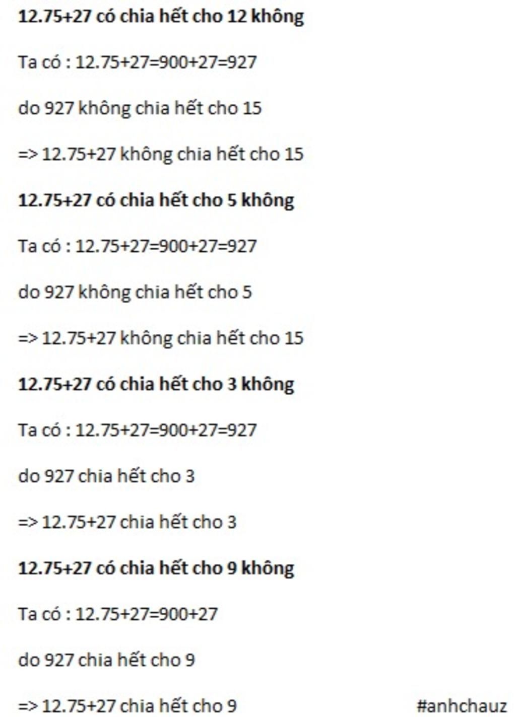 12.75+27 có chia hết cho 12 không 12.75+27 có chia hết cho 5 không 12. ...