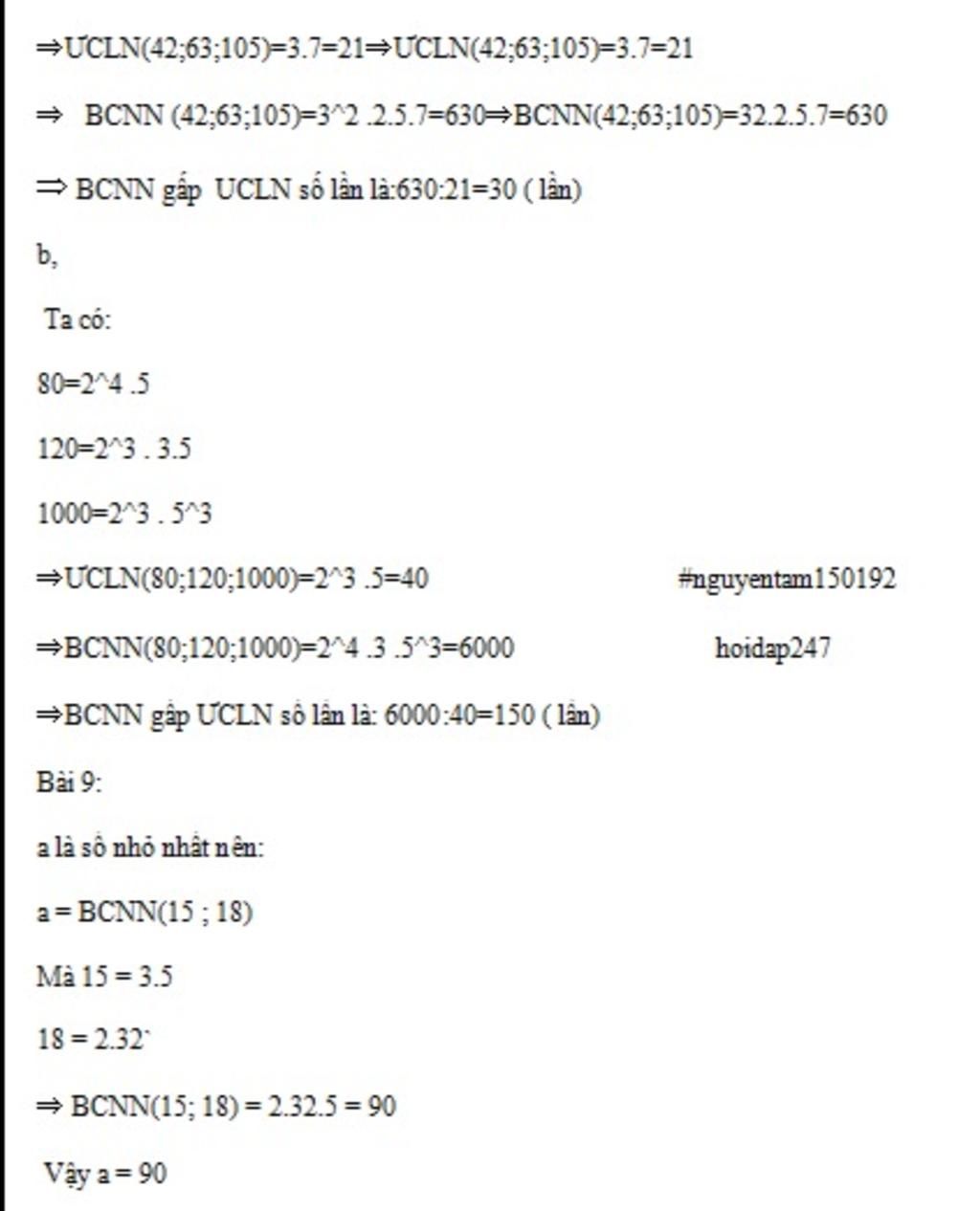60 đ mlem mlem $\mathscr{NGON}$ ko lm thì thôi Bài 6: Cho a = 15, b ...