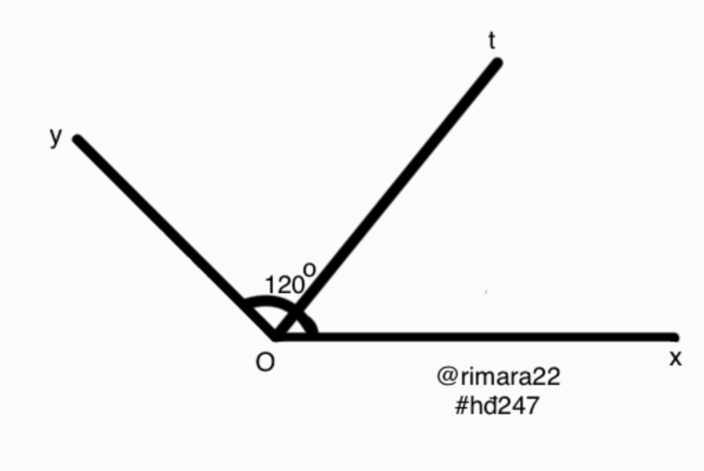 Cho góc xoy =120 độ . Gọi ớt là tia phân giáp của xoy.em hãy vẽ và tính ...