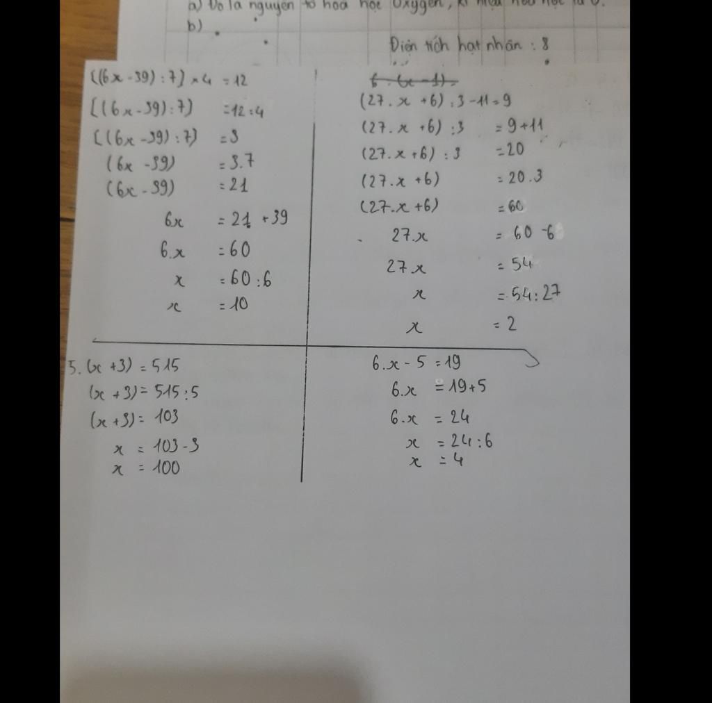 Tìm x [(6x-39)÷7]×4=12 X÷12 và 13