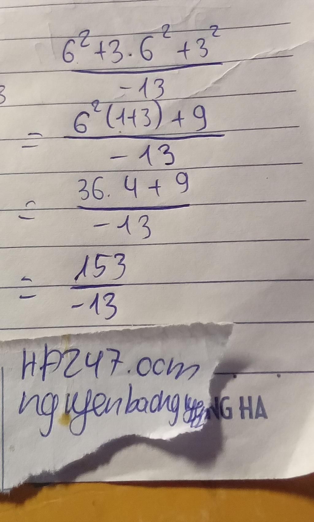 6^2+3x6^2+3^2/-13 Help me pls câu hỏi 6563510 - hoidap247.com