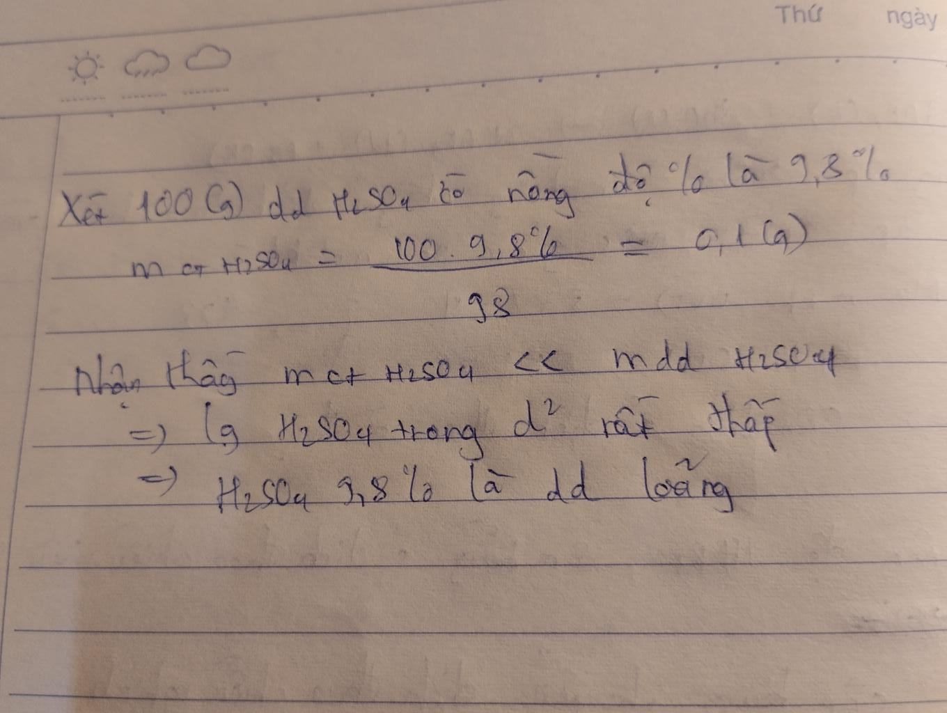 dd h2so4 9,8% là dd loãng hay đặc ạ? e xl vì e hỏi ngu nhưng e ko bt ...