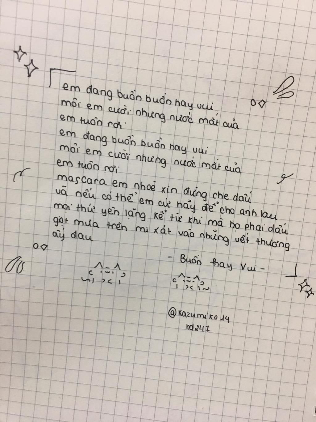 Calli: Buồn hay vui Hand: Em đang buồn buồn buồn hay vui Môi em cười ...