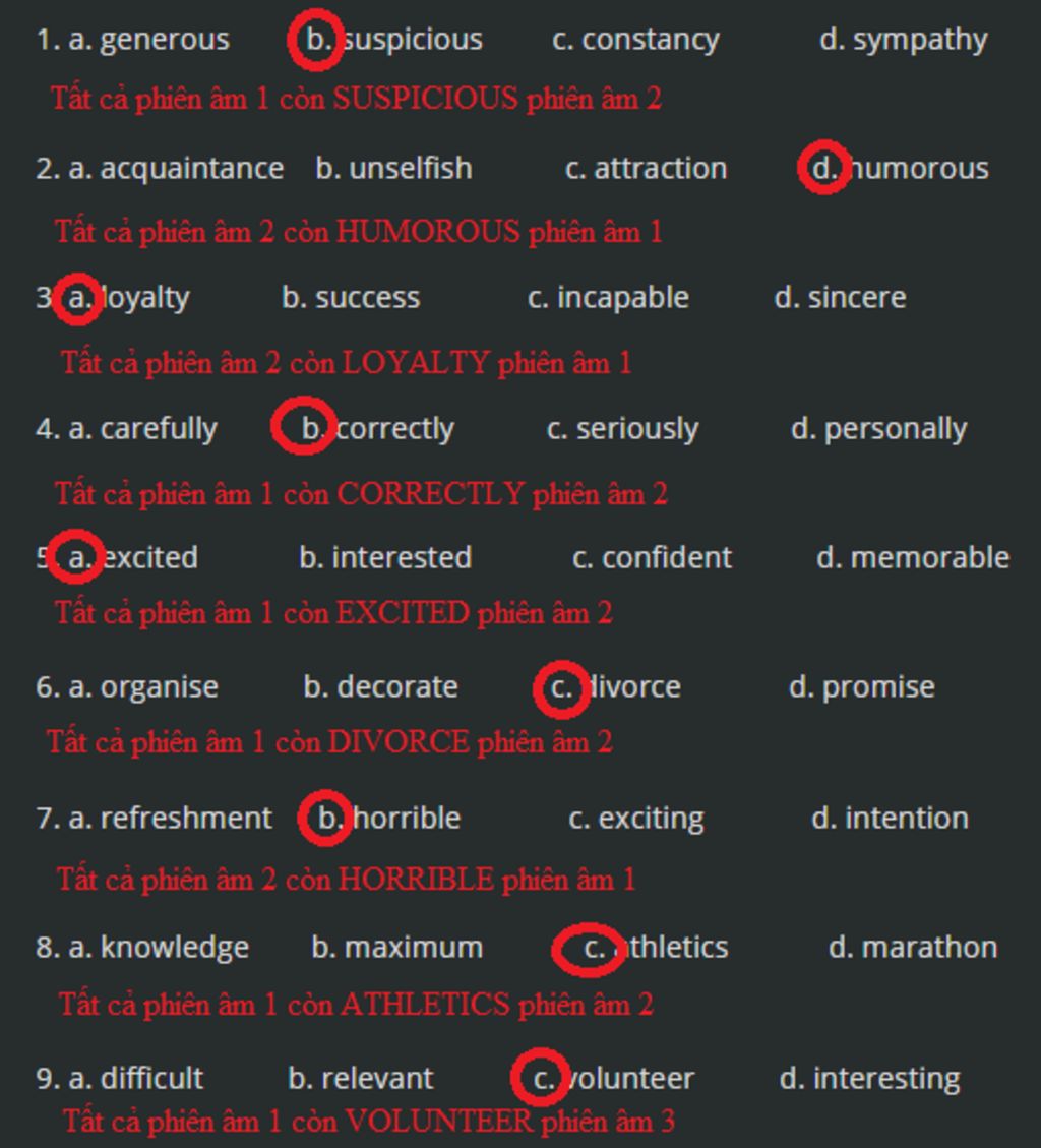 1. a. generous b. suspicious c. constancy d. sympathy 2. a ...
