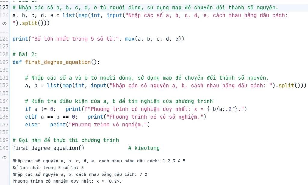 Python nhanh ạ Bài 1 : Nhập vào một 5 số thực a,b,c. Tìm số nhỏ nhất ...