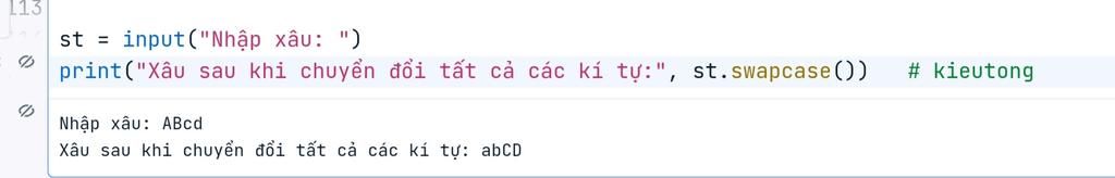 Nhập vào một xâu st gồm các chữ cái latin. Hãy biến tất cả kí tự in hoa ...