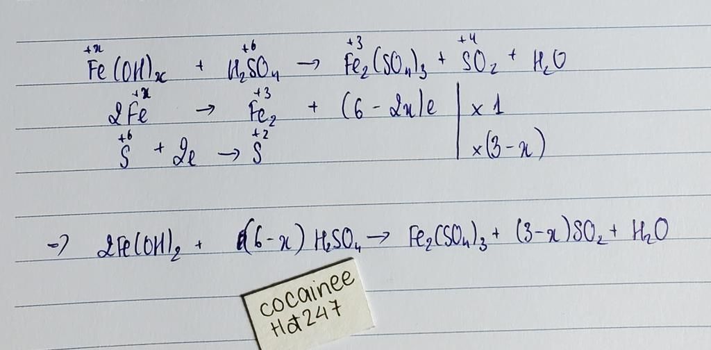 fe(oh)x+h2so4->fe2(so4)3+so2+h2o câu hỏi 6884913 - hoidap247.com