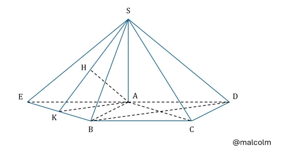 Cho hình chóp $S.ABCD$ có $SA \bot (ABCD)$; $SA=3a$, $ABCD$ là hình vuông cạnh $a$. Tính khoảng cách