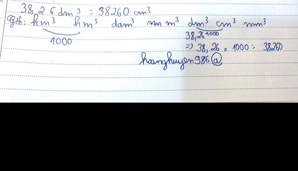 Câu 3 : điền số vào chỗ chấm : 38,26 dm3=.............cm3 câu hỏi 7003464 - hoidap247.com