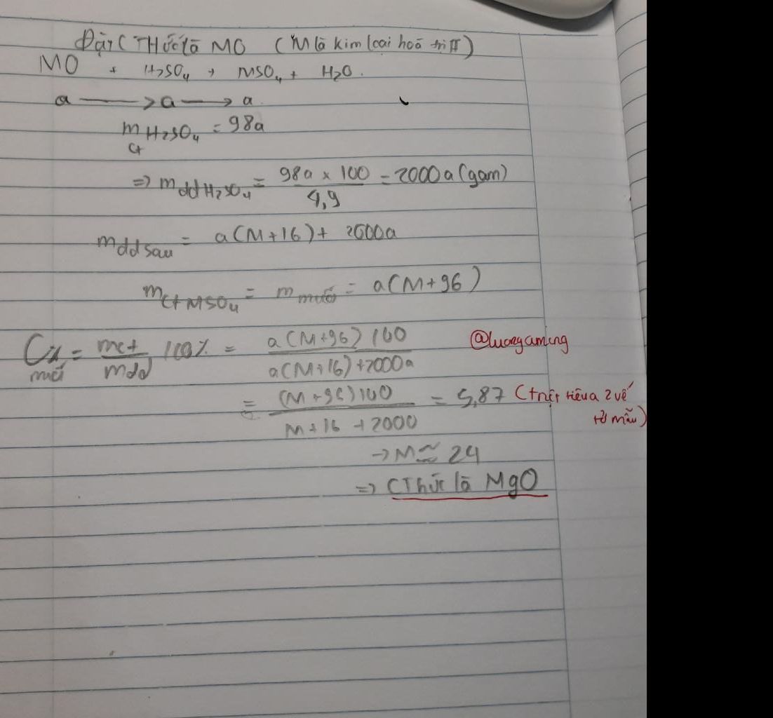 Khi hoà tan một lượng của một oxit kim loại hoá trị II vào một lượng vừa đủ dung dịch axit H2SO4 ...
