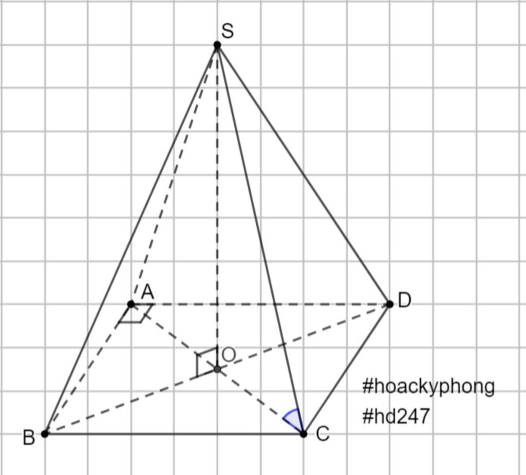 Chóp S.ABCD có ABCD là hình vuông tâm O. SO vuông góc (ABCD). Xét hình ...