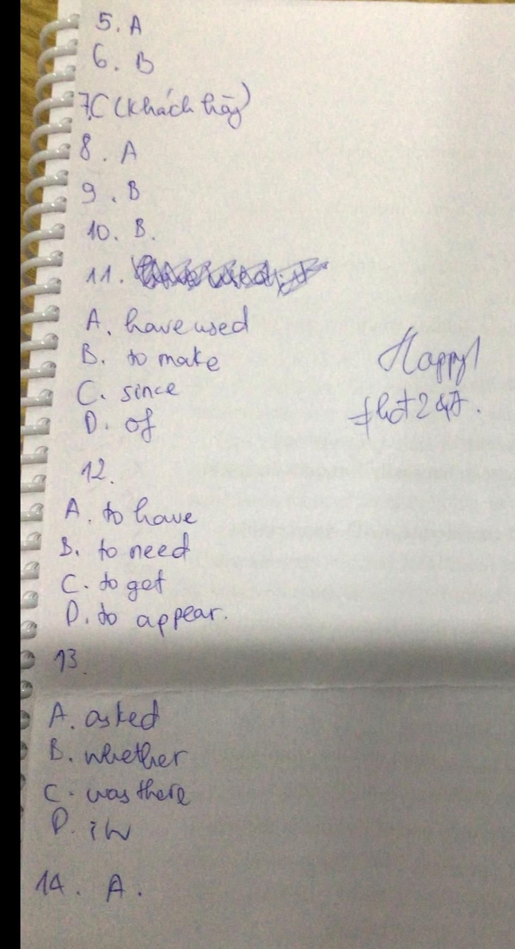5 Mark the letter A, B, C or D on your answer sheet to indicate the word whose underlined part ...